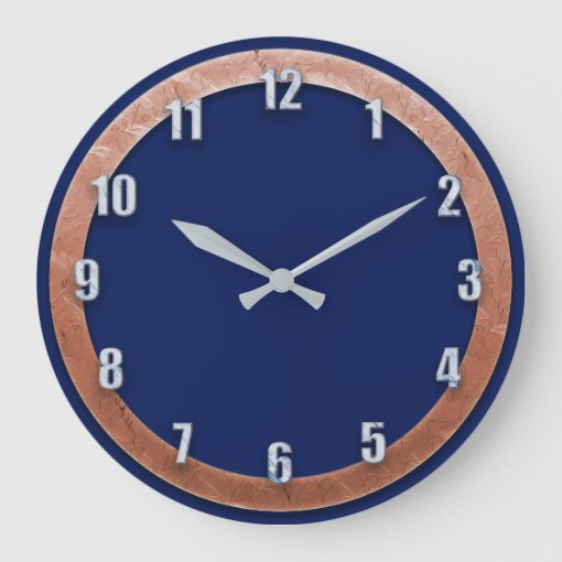 Navy Blue Clock With Marble Numbers | Zazzle