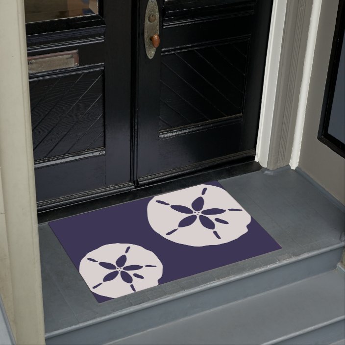 Navy Blue Coastal Beach House Nautical Sand Dollar Doormat | Zazzle.com