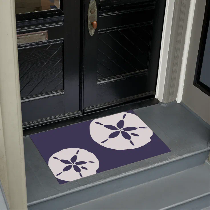 Navy Blue Coastal Beach House Nautical Sand Dollar Doormat | Zazzle
