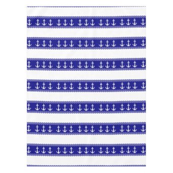 Navy Blue Coastal Pattern Anchors Tablecloth | Zazzle
