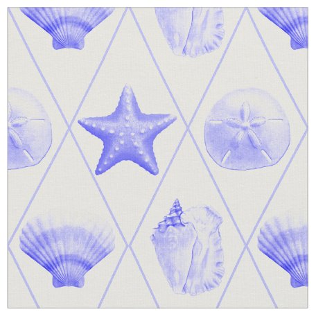 Starfish Navy Blue Beach Fabric | Zazzle