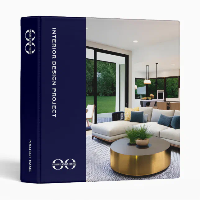 Navy Blue Company Logo Design Project Photo 3 Ring Binder | Zazzle
