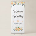 Navy Blue Coral Watercolor Floral Welcome Wedding Retractable Banner ...