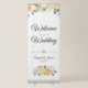 Navy Blue Coral Watercolor Floral Welcome Wedding Retractable Banner ...