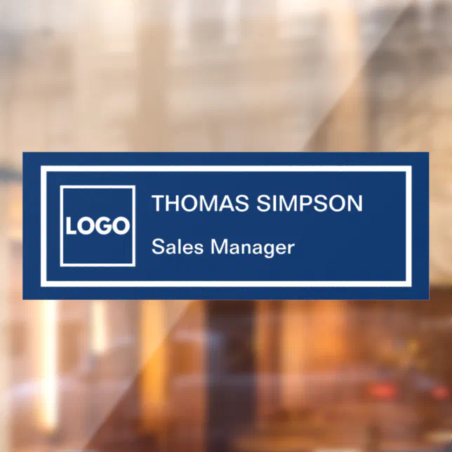 Navy Blue Corporate Logo Company Employee Staff Window Cling | Zazzle