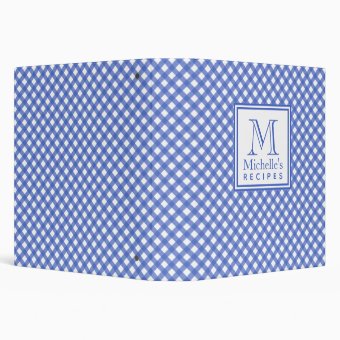 Navy Blue Country Style Gingham Pattern Monogram 3 Ring Binder | Zazzle
