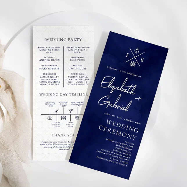 Navy Blue Cruise Travel Wedding Ceremony | Zazzle