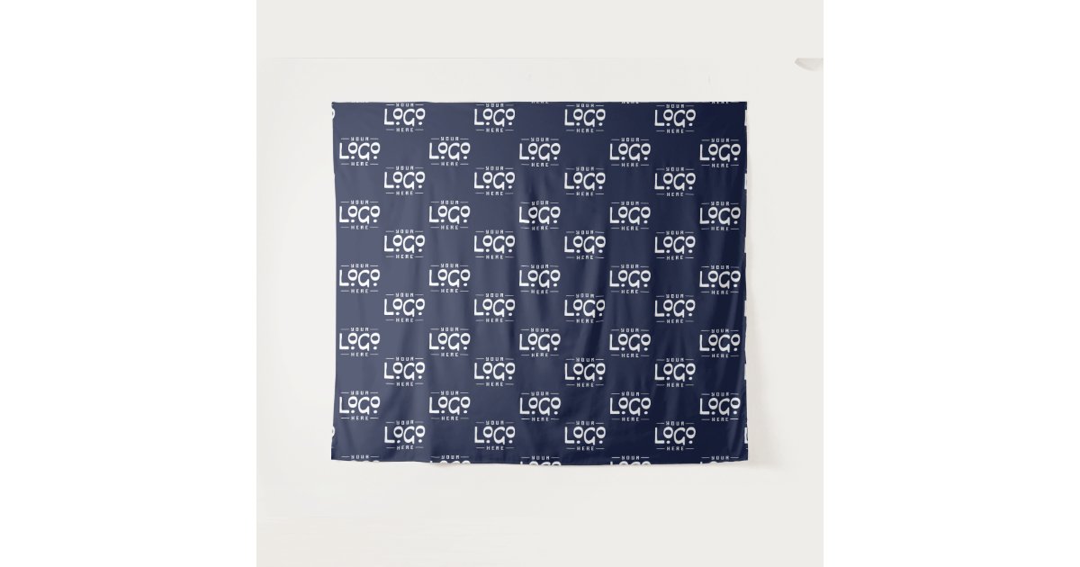 Navy blue Custom Business Logo Backdrop Minimal | Zazzle