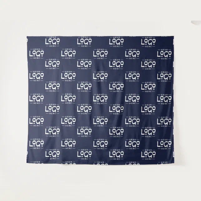 Navy blue Custom Business Logo Backdrop Minimal | Zazzle