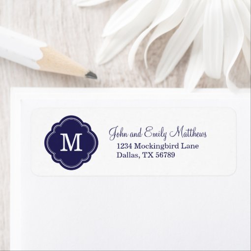 Navy Blue Custom Personalized Monogram Label | Zazzle