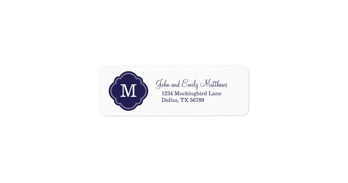 Navy Blue Custom Personalized Monogram Label | Zazzle
