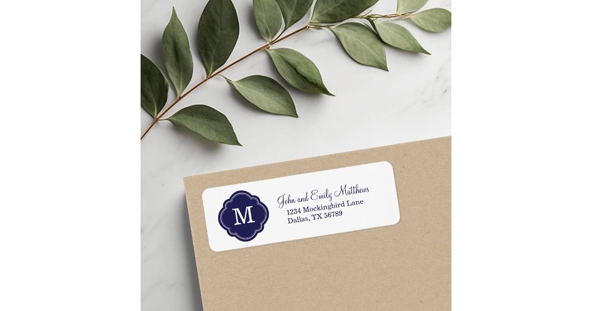 Navy Blue Custom Personalized Monogram Label | Zazzle