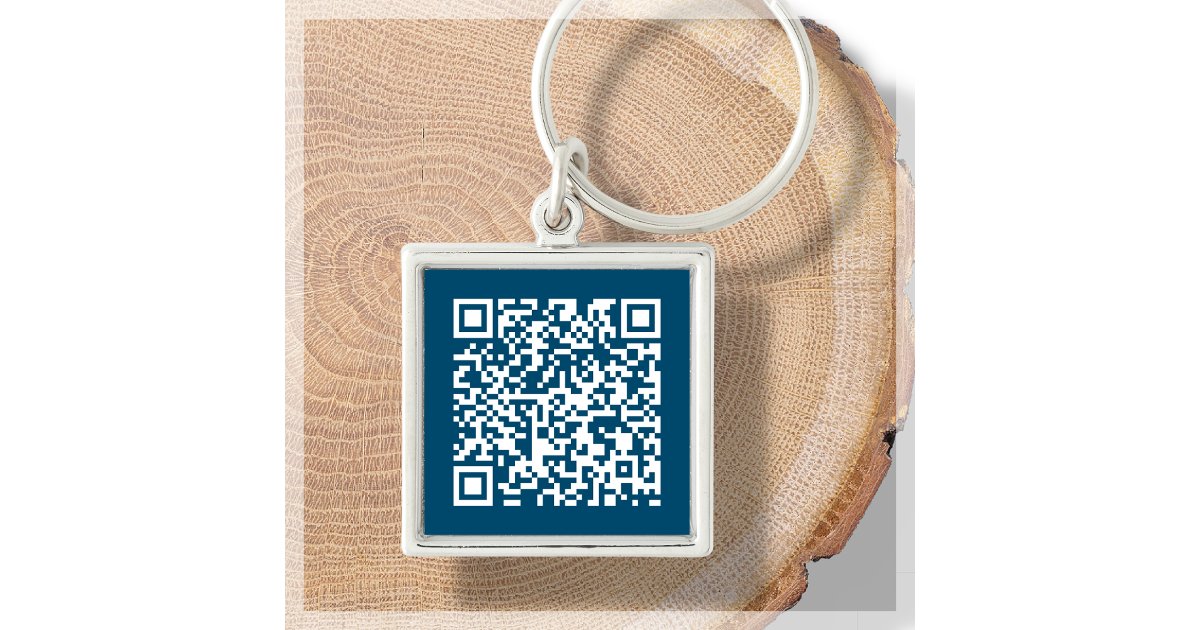Navy Blue | Custom QR Code Scannable Keychain | Zazzle