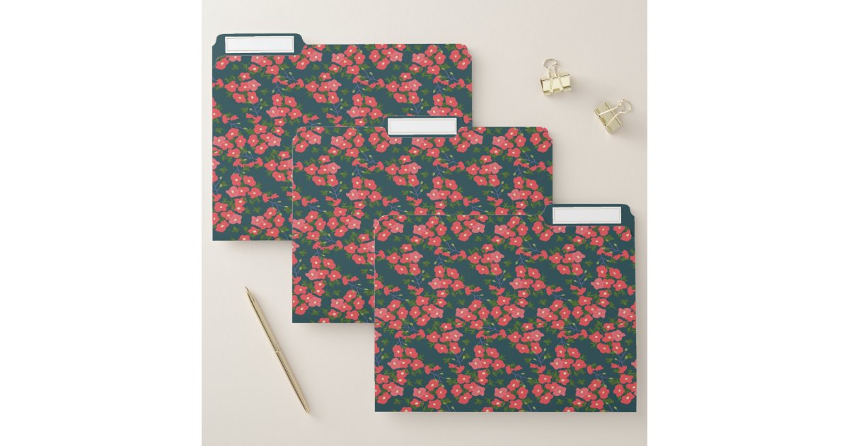 Navy Blue Daisy Flower Meadow File Folder | Zazzle