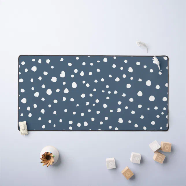 Navy Blue Dalmatian Spots, Dalmatian Dots, Dotted Desk Mat | Zazzle