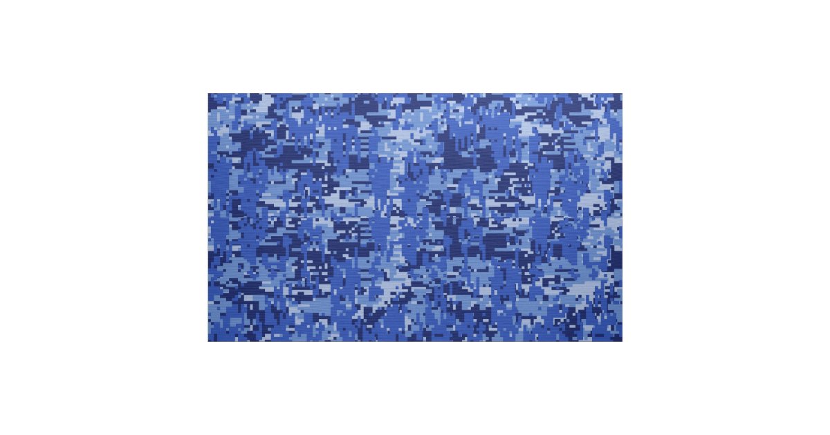 Navy Blue Digital Camo Camouflage Customizable Fabric | Zazzle