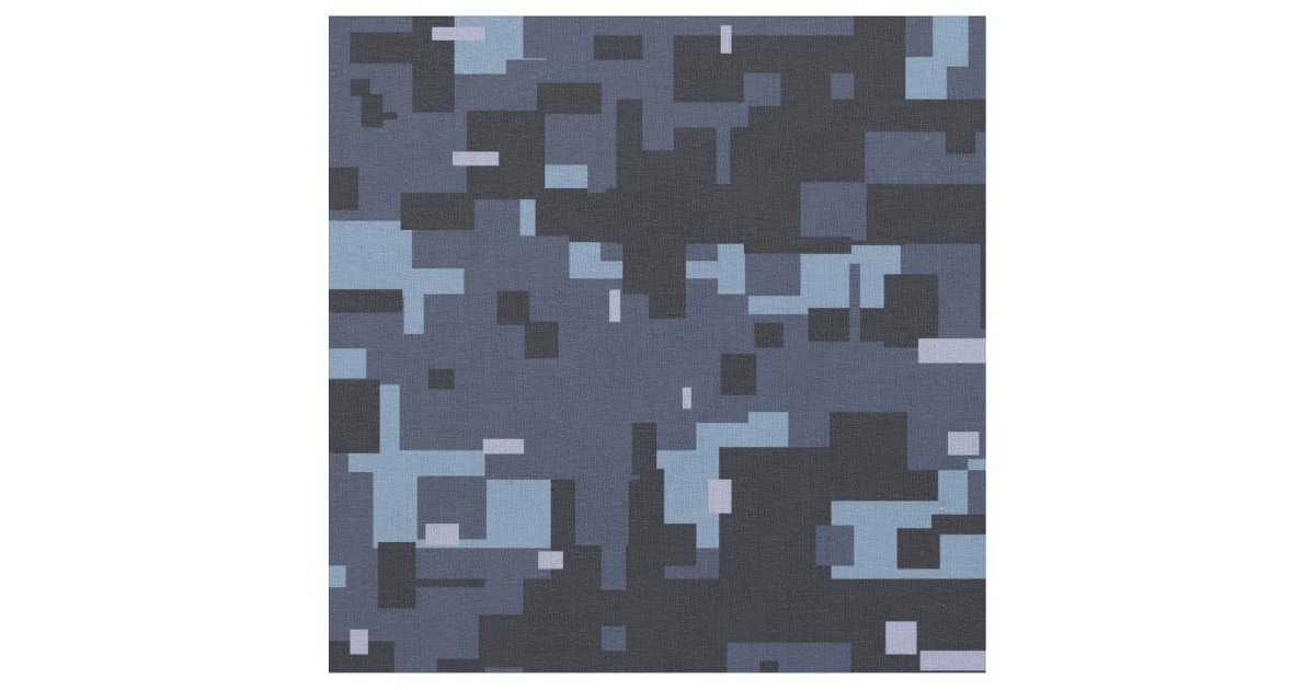 Navy Blue Digital Camouflage Pattern Fabric | Zazzle