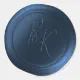 Navy Blue Double Monogram Faux Wax Seal Stickers | Zazzle