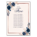 Navy Blue Dusty Pink Table Number Seating Chart | Zazzle