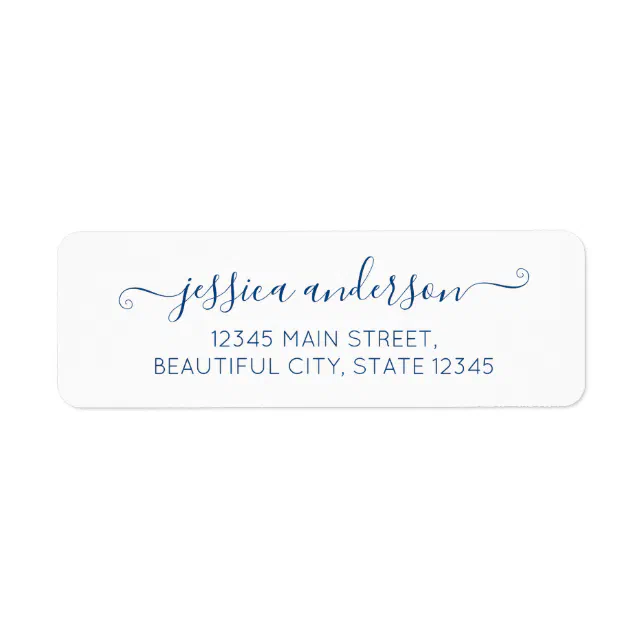 Navy Blue Elegant Modern Calligraphy Script Trendy Label | Zazzle
