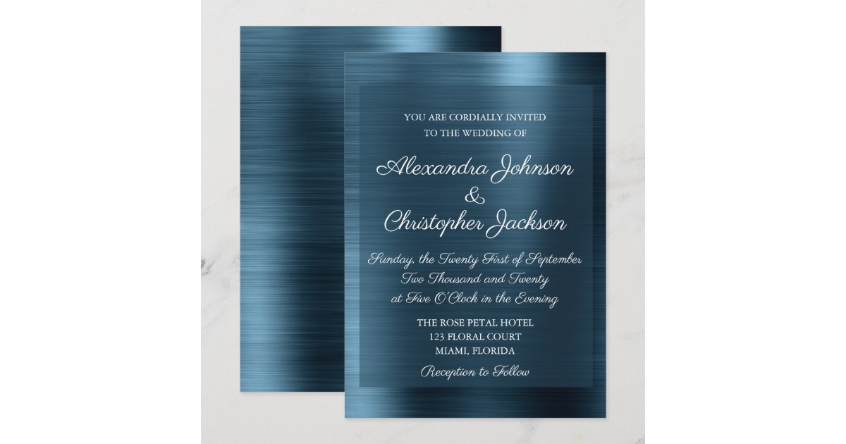 Navy Blue Elegant Wedding Invitation | Zazzle
