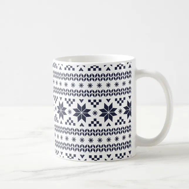 Navy Blue Fair Isle Pattern Coffee Mug | Zazzle