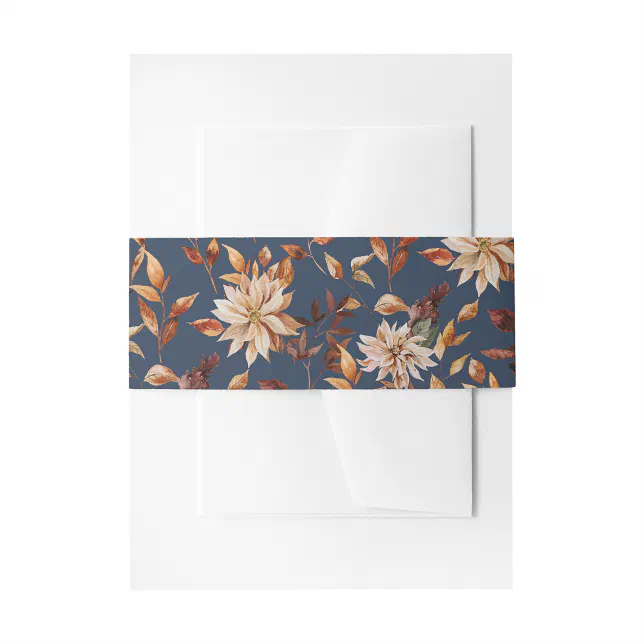 Navy Blue Fall Invitation Belly Band | Zazzle