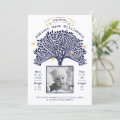 Navy Blue Family Tree Baby Birth Announcement | Zazzle