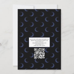 Navy Blue Floral Gothic Wedding QR Code Invitation | Zazzle