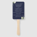 Navy Blue Floral Greenery Wedding Program Hand Fan | Zazzle