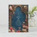 Navy Blue Floral Islamic Wedding Invitation | Zazzle