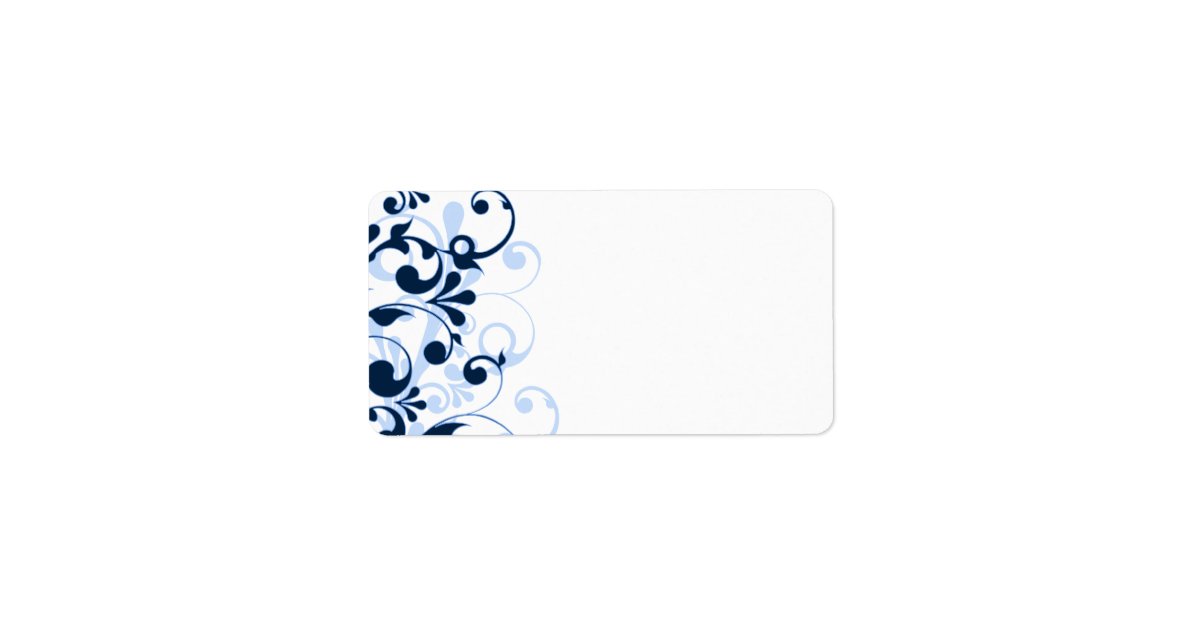 Navy Blue Floral Wedding Blank Address Label | Zazzle