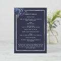 Navy blue florals silver photo funeral program | Zazzle