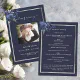 Navy blue florals silver photo funeral program | Zazzle