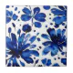Navy blue flower pattern ceramic tile | Zazzle