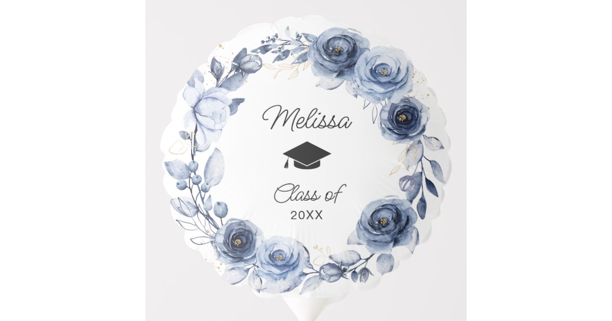 Navy Blue Flowers Graduation Balloon | Zazzle