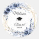Navy Blue Flowers Graduation Classic Round Sticker | Zazzle