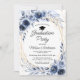 Navy Blue Flowers Graduation Party Invitation | Zazzle