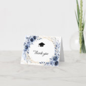 Navy Blue Flowers Graduation Thank You Card | Zazzle