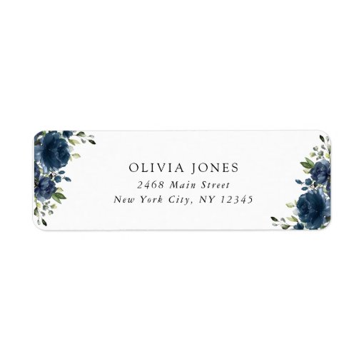 Navy Blue Flowers, Greenery, Boho, Baby Shower Label | Zazzle