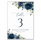 Navy Blue Flowers, Greenery, Boho, Table Numbers | Zazzle