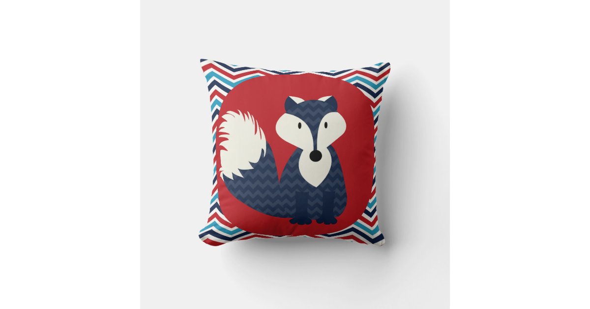 Navy Blue Fox on Red Throw Pillow | Zazzle