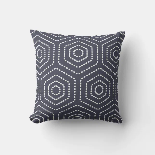 Navy Blue Geometric Pattern Outdoor Pillows | Zazzle