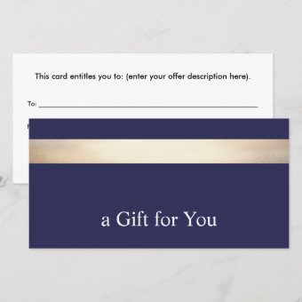 Navy Blue Gift Certificate Thank You Card | Zazzle