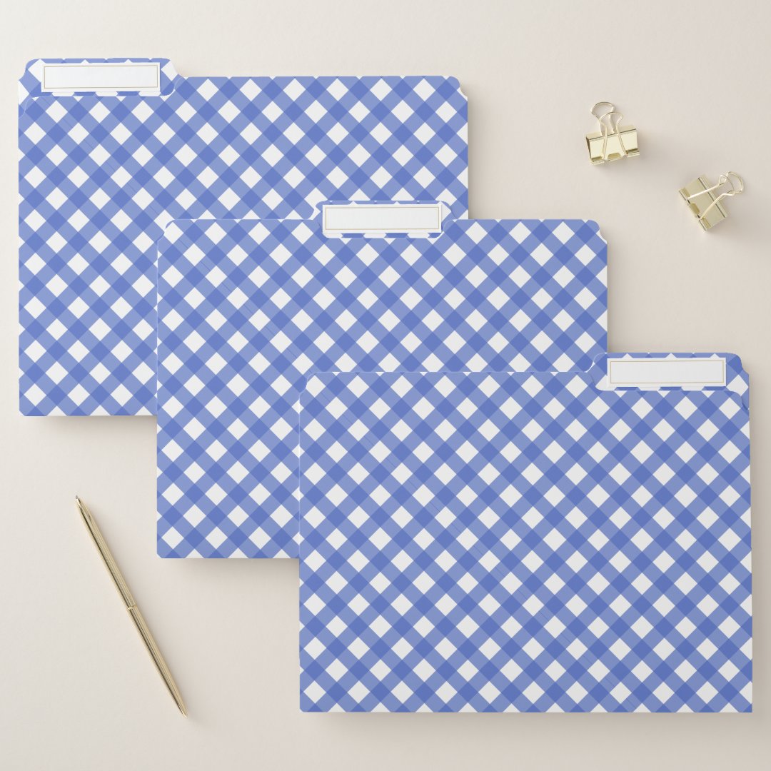 Navy Blue Gingham Pattern File Folder | Zazzle