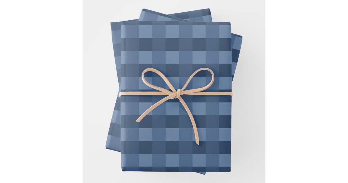 Navy Blue Gingham Pattern Wrapping Paper | Zazzle