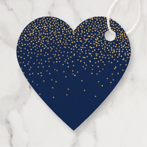 Navy Blue & Glam Gold Confetti Wedding Favor Tags | Zazzle