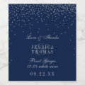 Navy Blue & Glam Silver Confetti Wedding Wine Label | Zazzle