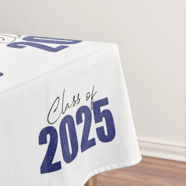 Navy Blue Glitter Class of 2025 Tablecloth | Zazzle