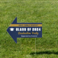 Navy Blue Gold 2024 Graduation Party Arrow Yard Sign | Zazzle